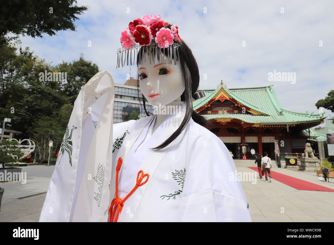 Tokyo, Japan. 14th Sep, 2019. A humanoid robot Cocona Kosaka stnads on ...