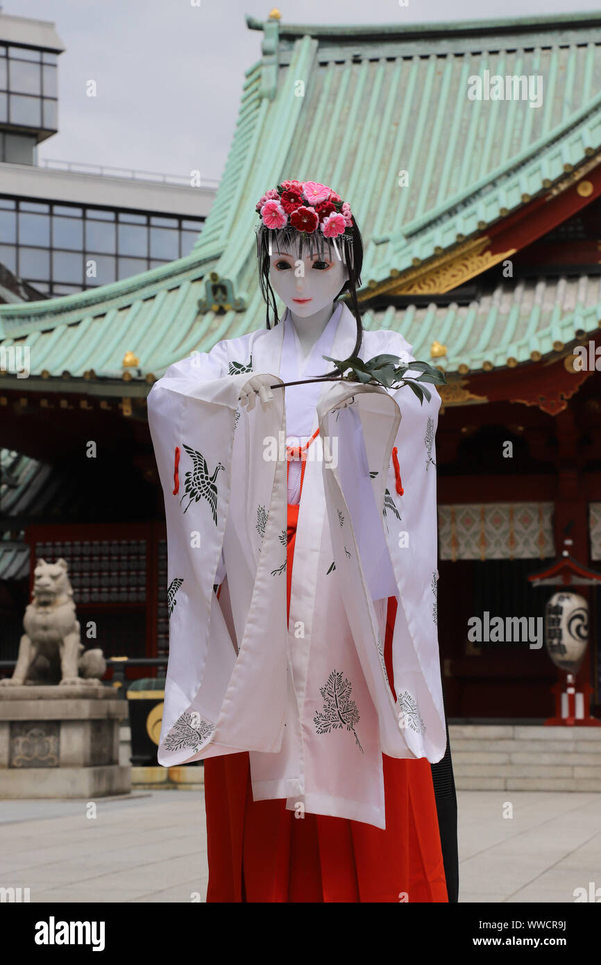 Tokyo, Japan. 14th Sep, 2019. A humanoid robot Cocona Kosaka stnads on ...