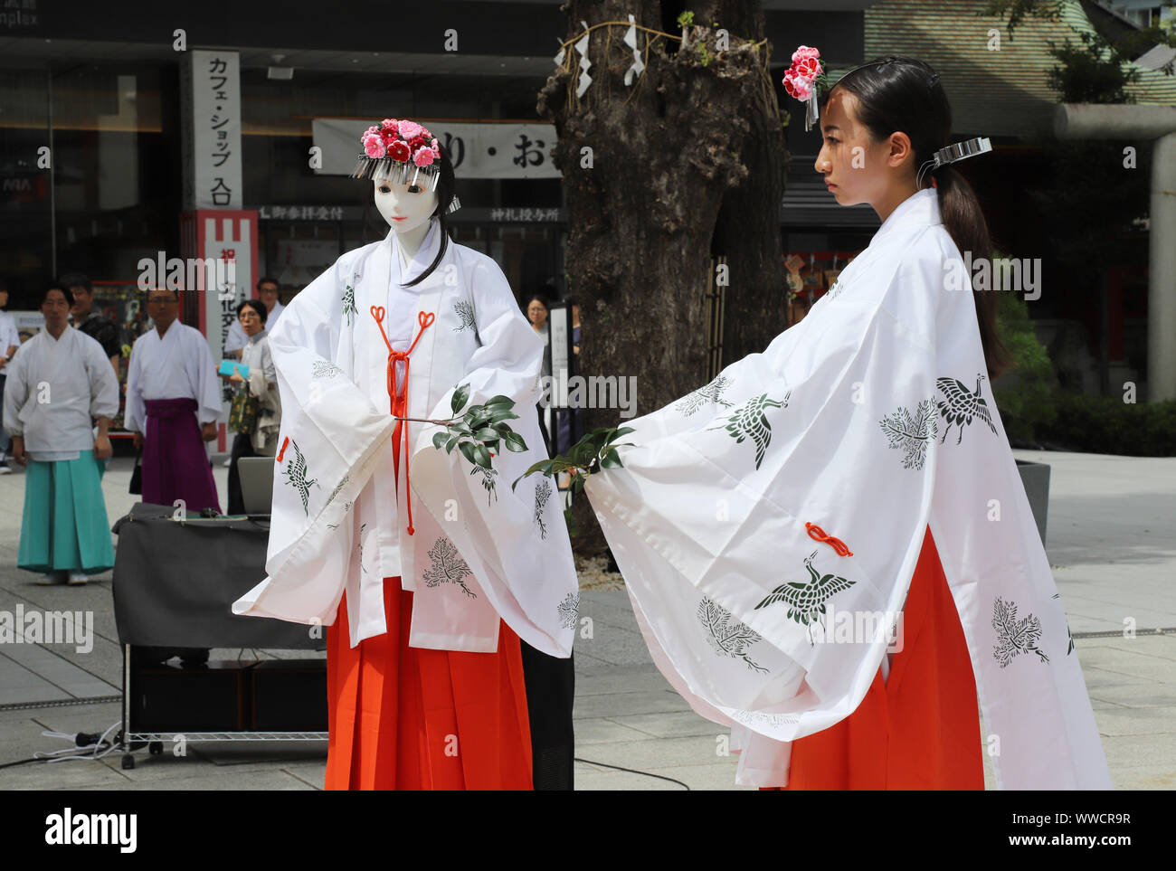 Tokyo, Japan. 14th Sep, 2019. A humanoid robot Cocona Kosaka (L) and ...