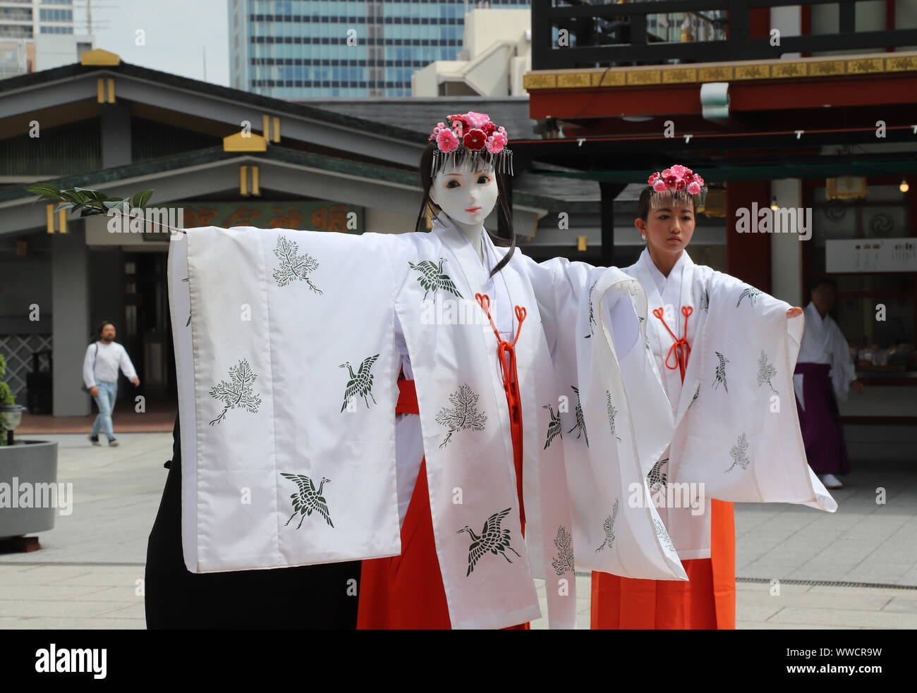 Tokyo, Japan. 14th Sep, 2019. A humanoid robot Cocona Kosaka (L) and ...