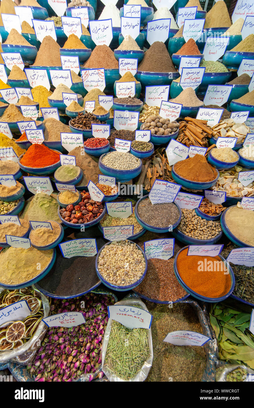Spices and herbs on a bazaar / market Stock Photo - Alamy