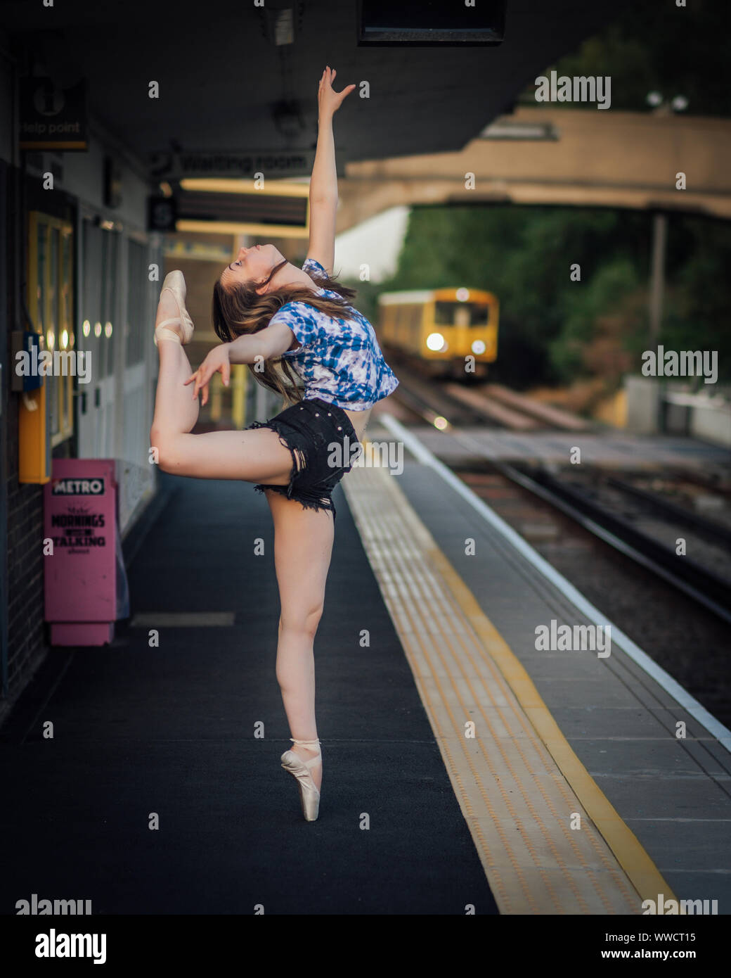 Ballet Dancer at UK Train station Stock Photo - Alamy