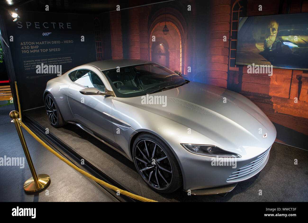 The Aston Martin DB10 from the filming of Spectre on display at ...