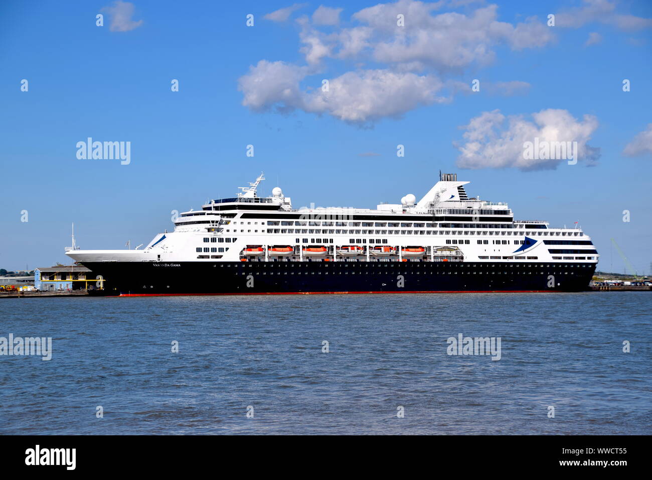 Vasco Da Gama is a luxury cruise liner operated by CMV. She is pictured ...