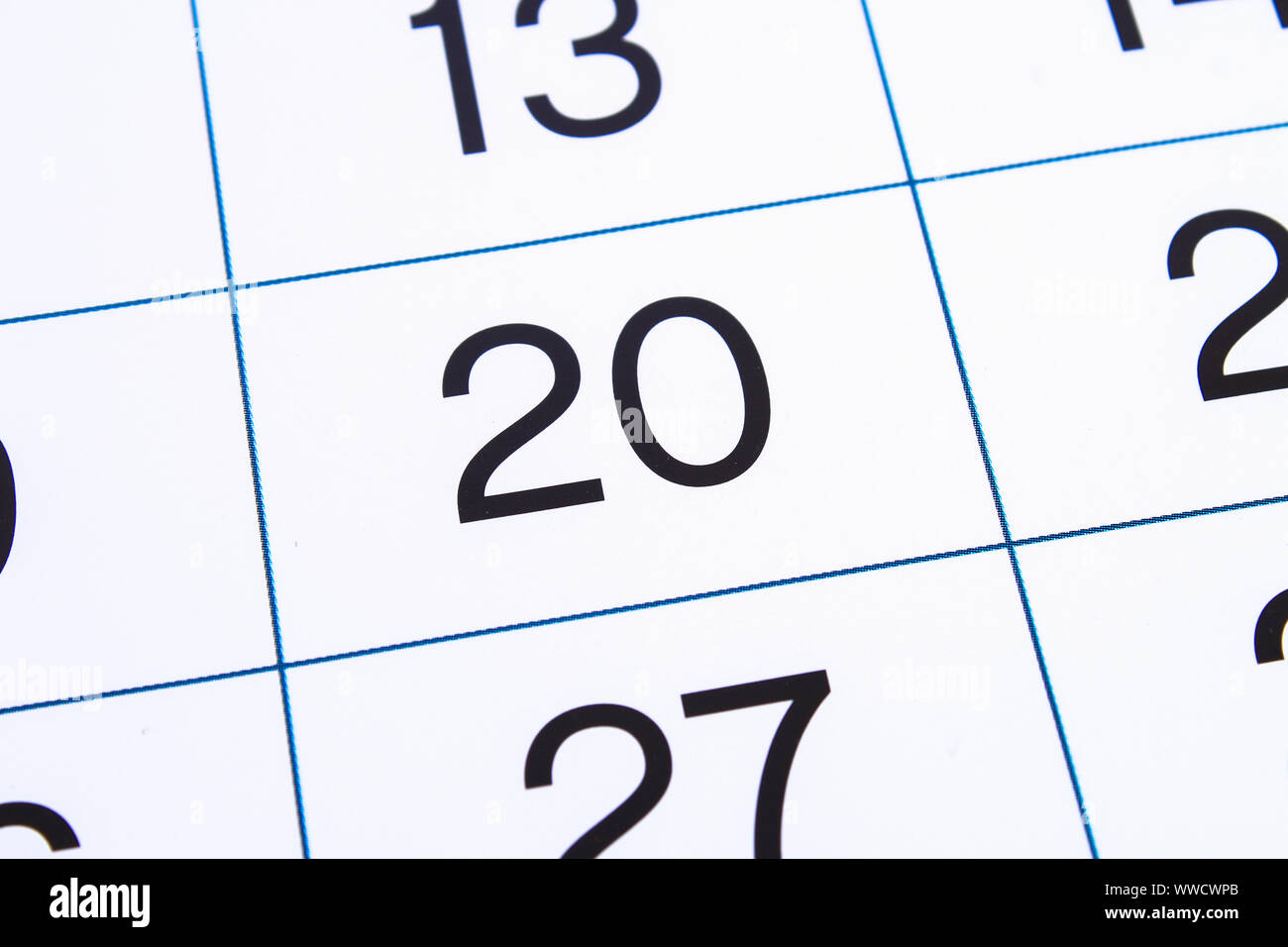 20 date calender hi-res stock photography and images - Alamy