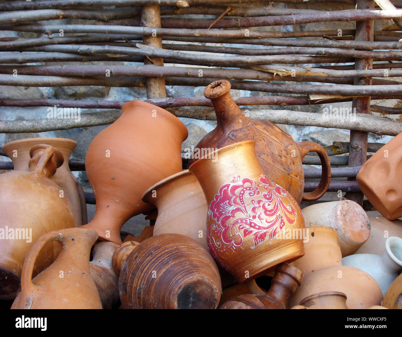 Ceramic jugs, vases, mugs, different shapes and sizes Stock Photo - Alamy
