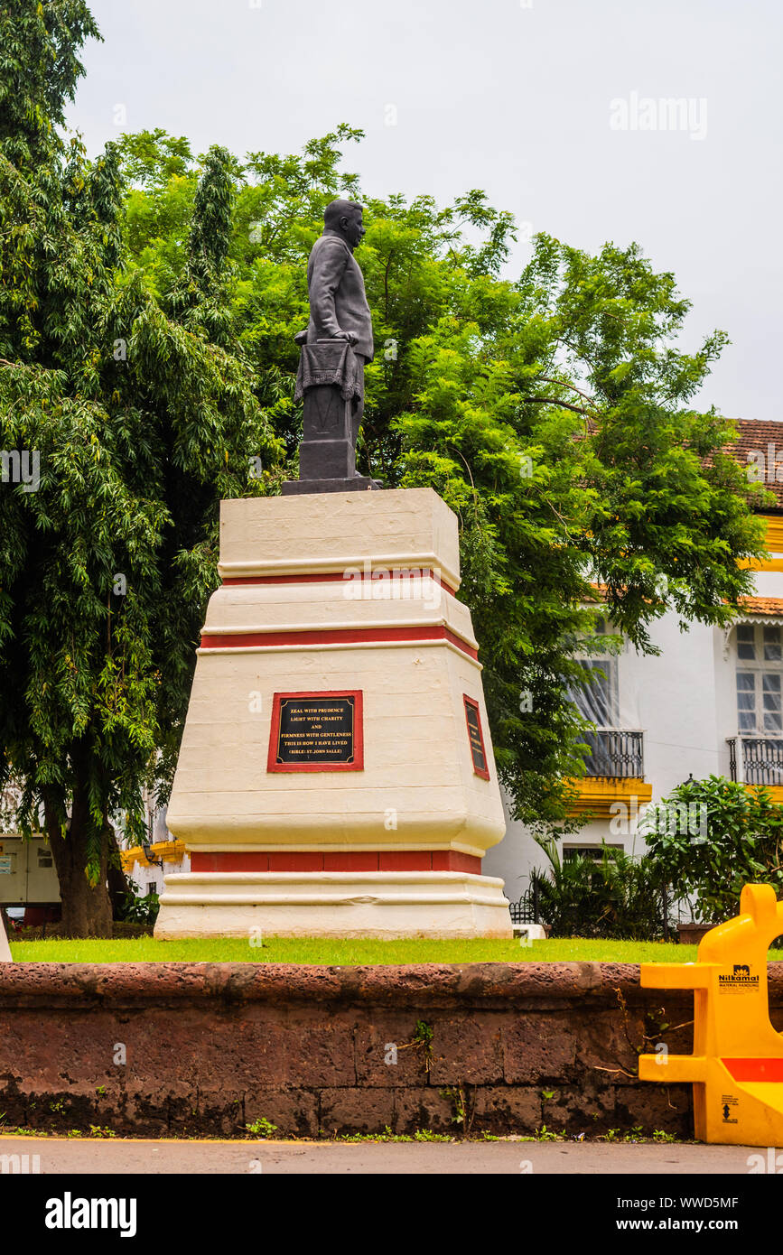 Panjim, Goa/India- August 15 2019: The statue of Dayanand Bandodkar ...
