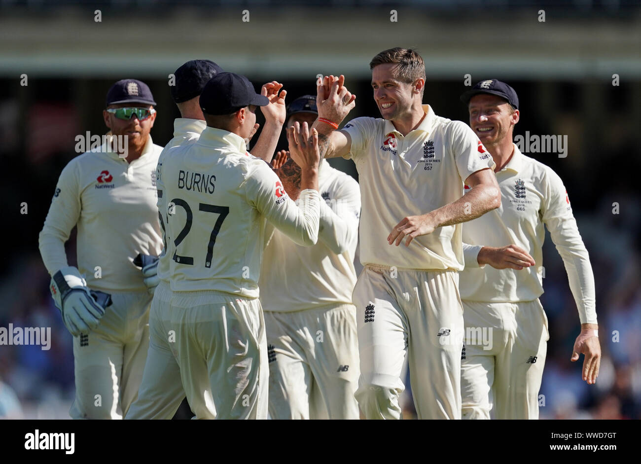 England's Craig Overton celebrates the wicket Australia's Mitchell ...