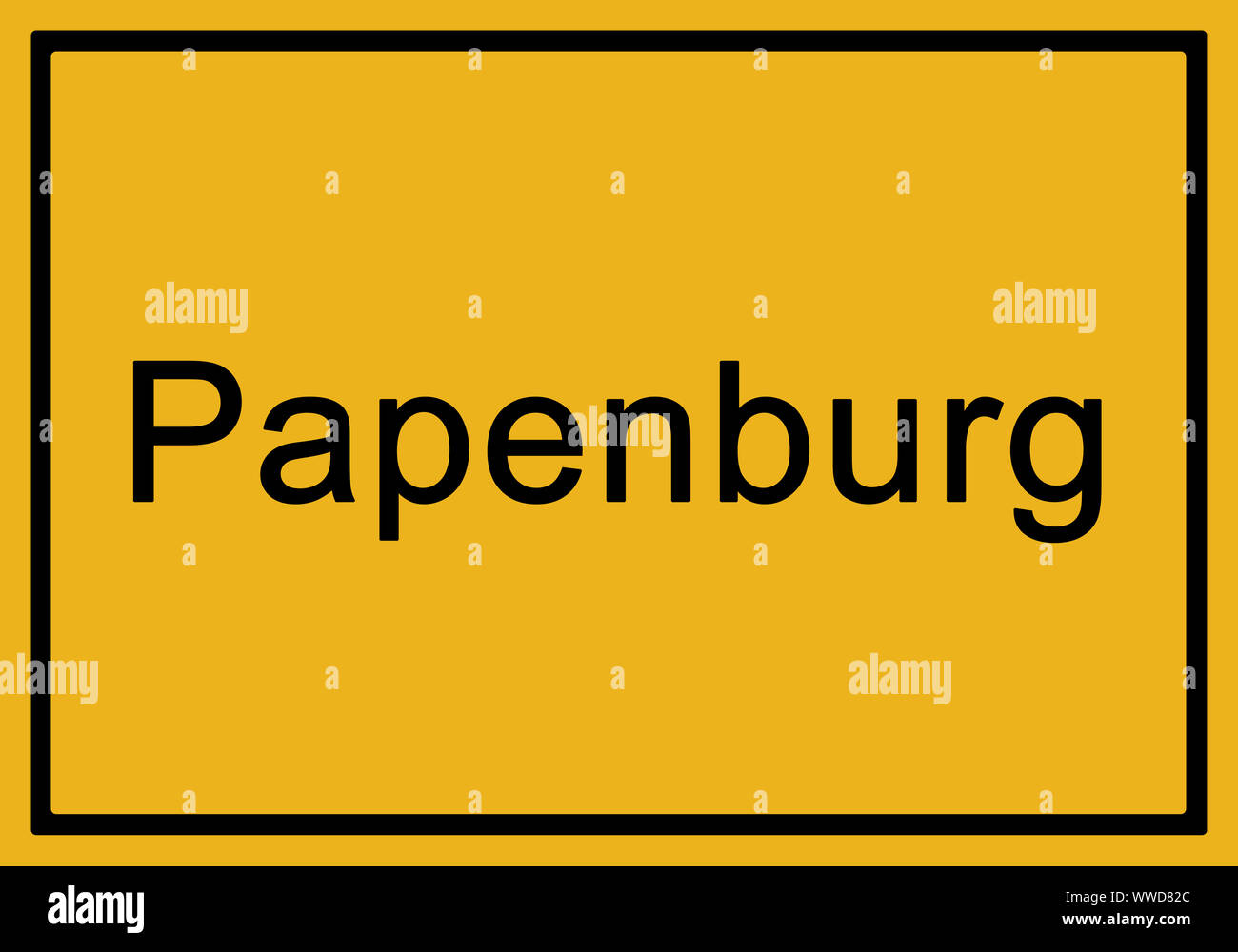 Typical german yellow city sign Papenburg Stock Photo - Alamy