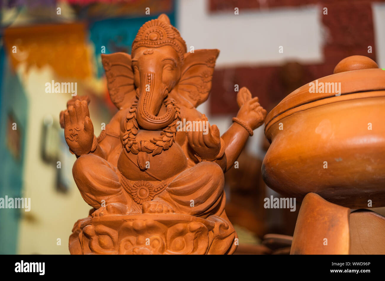 Hindu Lord Ganesh Clay clay idol sold in Goa India on the occasion of ...