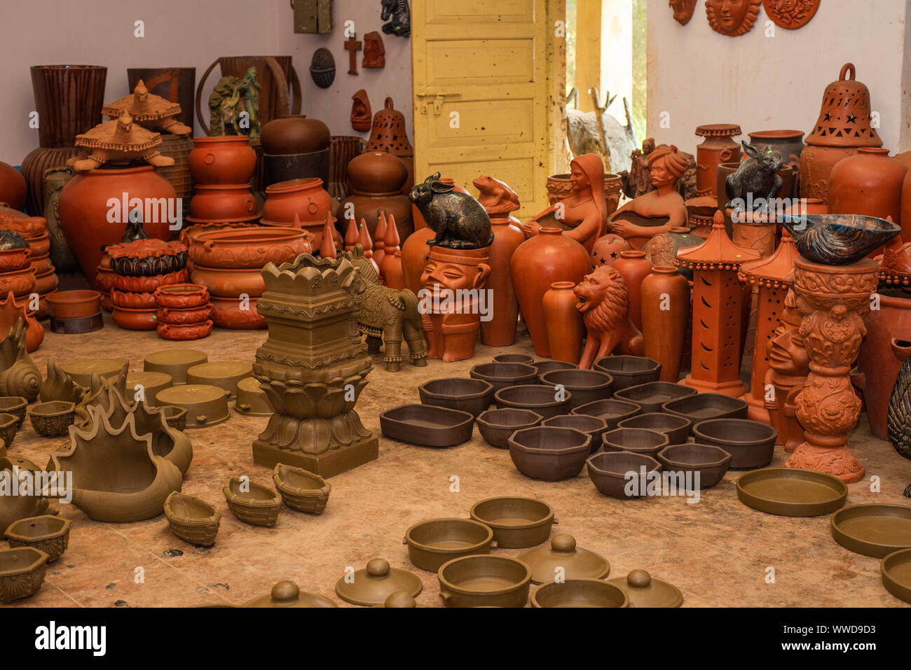 A variety of local handmade Clay pottery and home decor sold in Goa ...