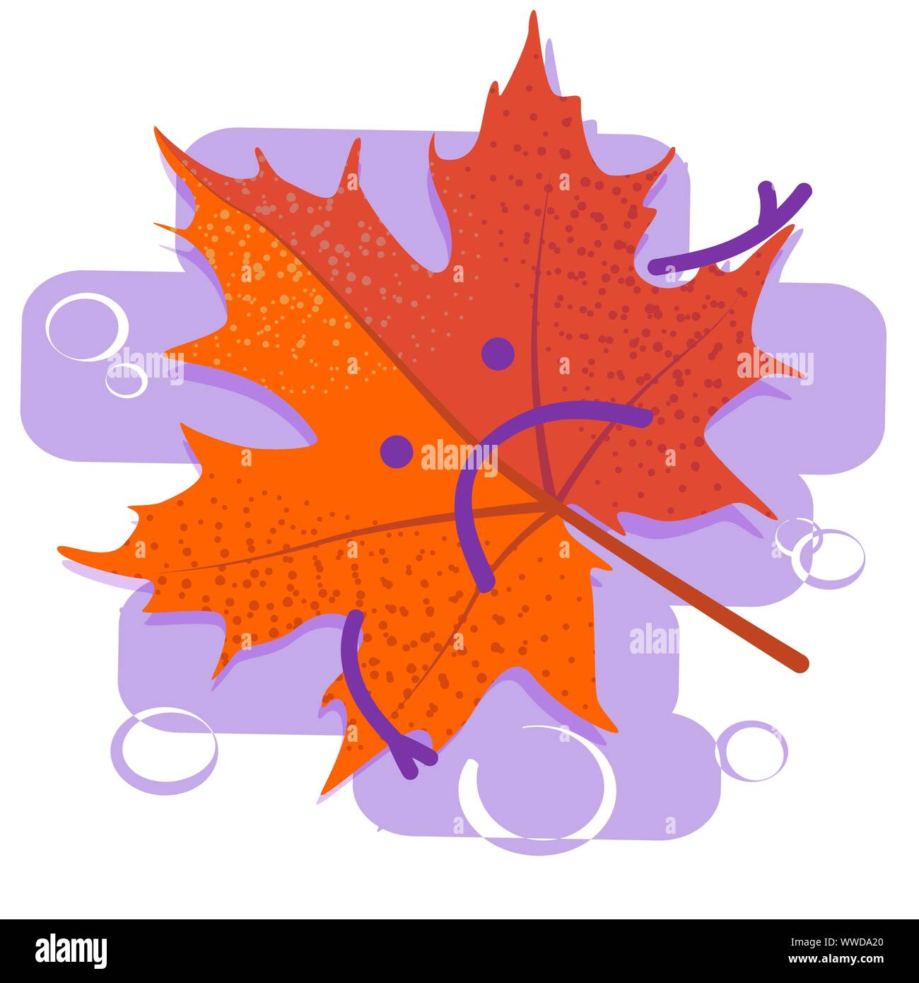 Red sad leaf. Seasonal depression. Autumn cold and flu. Season ...