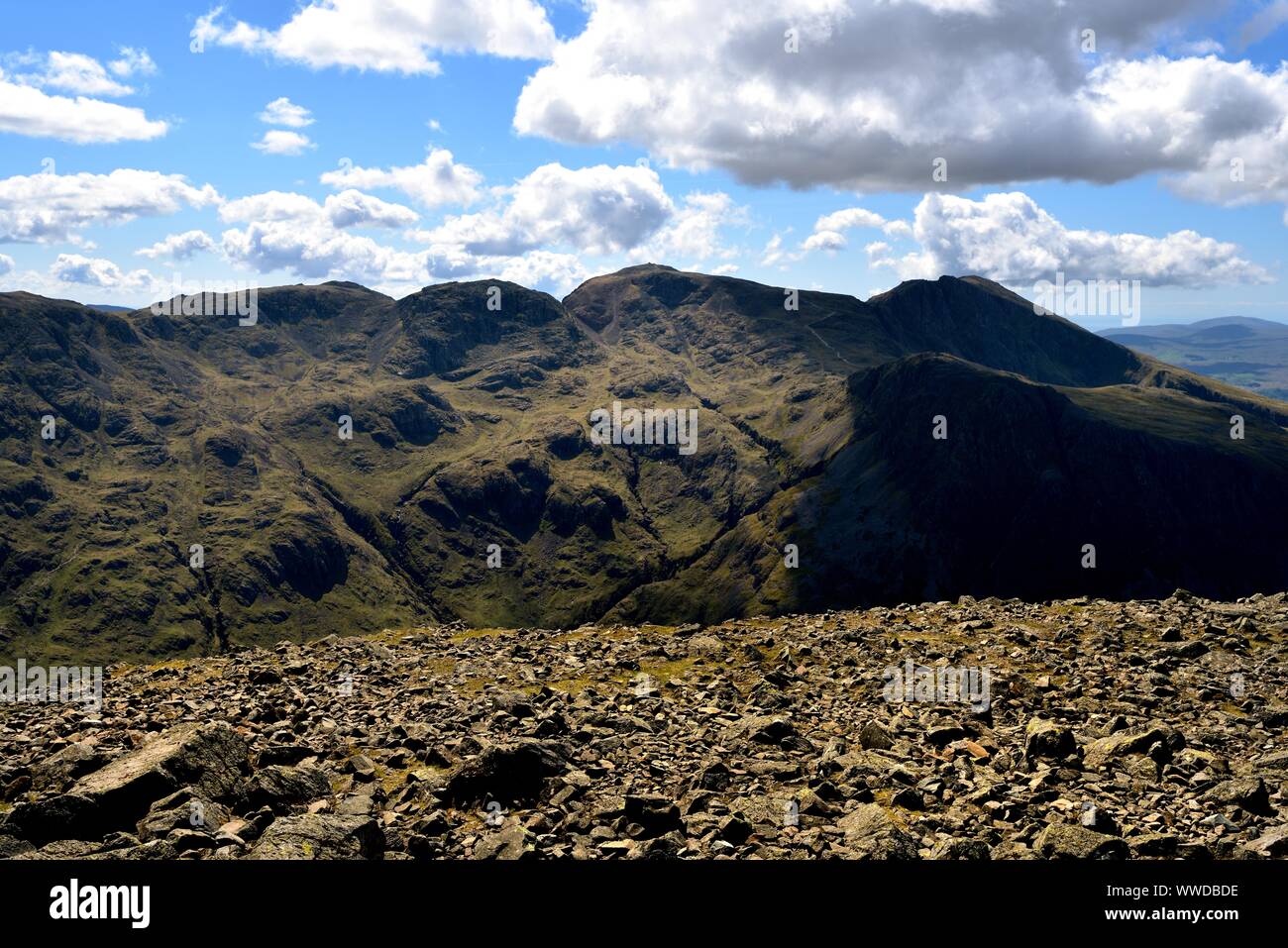 Sunlight on the highest fells in England Stock Photo - Alamy