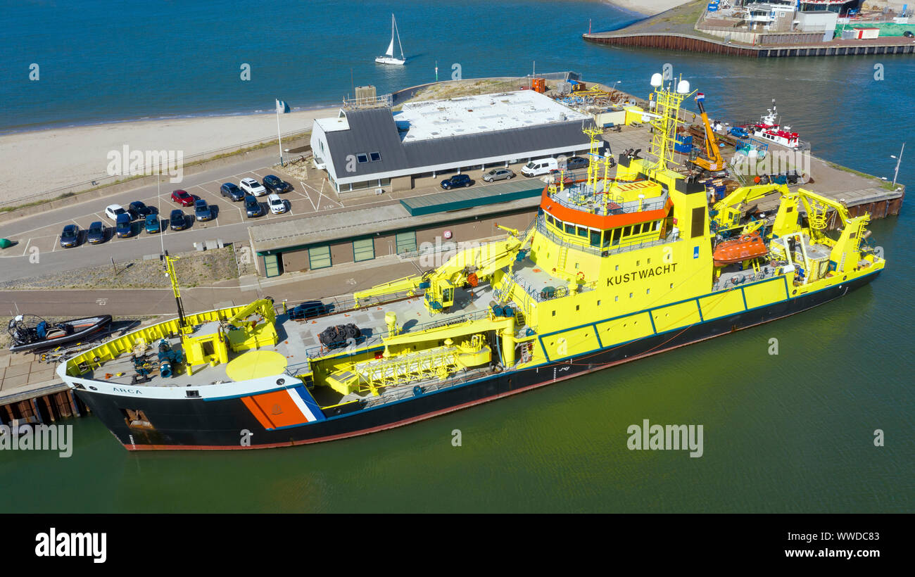 Dutch Coast Guard ship ARCA, moored at Scheveningen harbor, South ...