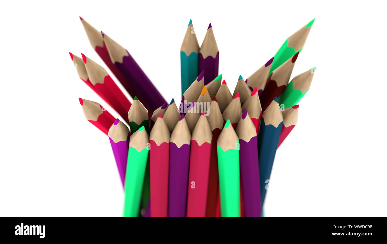 3d rendering background with pencils of different colors Stock Photo ...