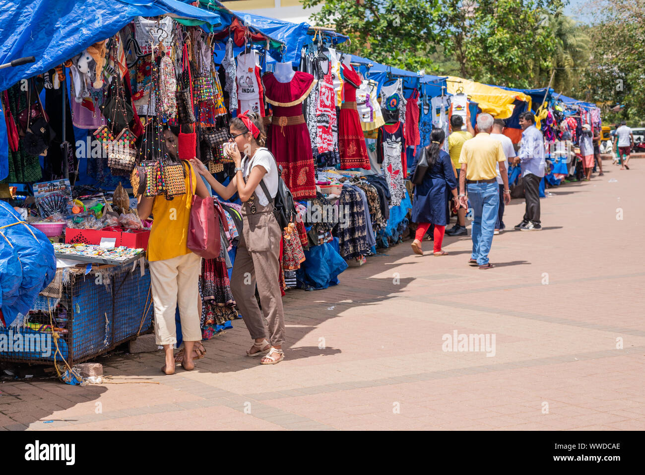 Dona Paula Beach, Goa/India- October 6 2018: Local vendor stalls and ...
