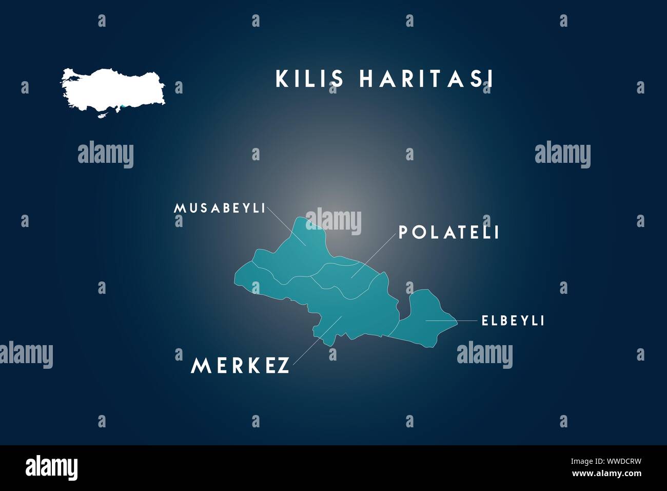 Kilis districts musabeyli, polateli, elbeyli map, Turkey Stock Vector ...