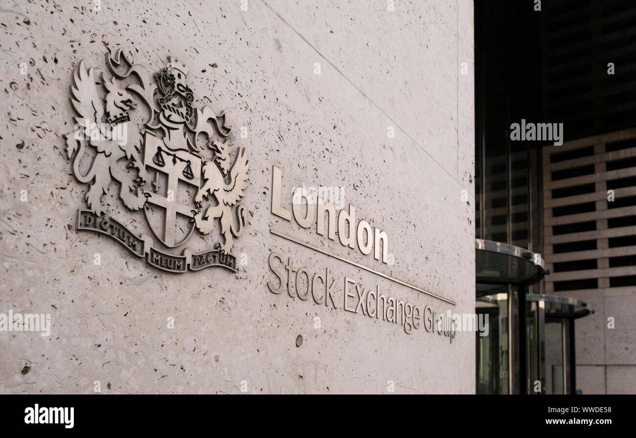 London Stock Exchange logo outside offices in London Stock Photo - Alamy