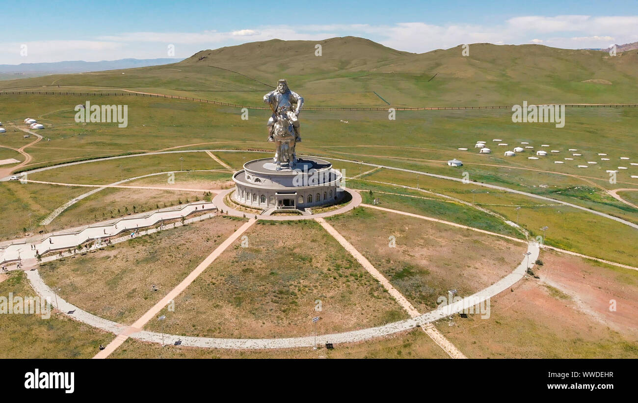9th July, 2019: Aerial view of the Genghis Khan Equestrian Statue ...