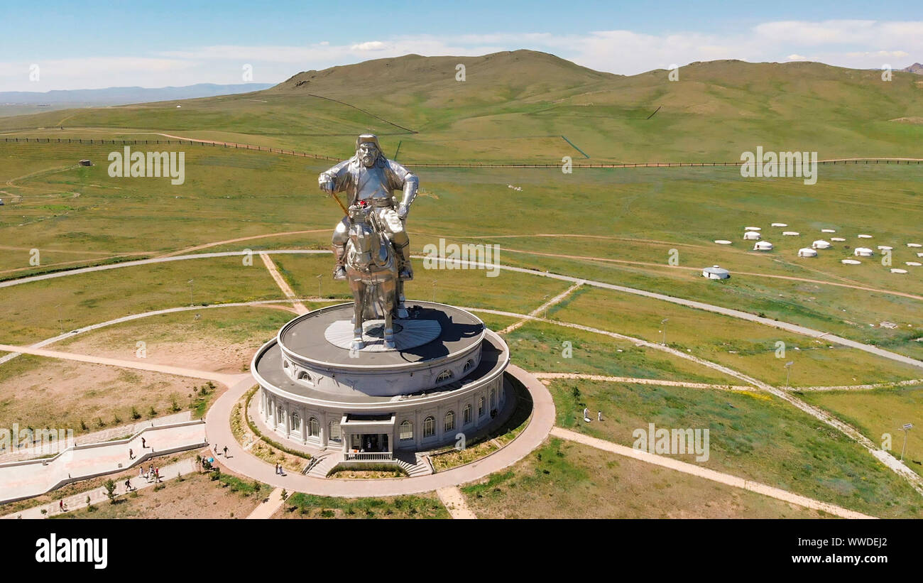 9th July, 2019: Aerial view of the Genghis Khan Equestrian Statue ...