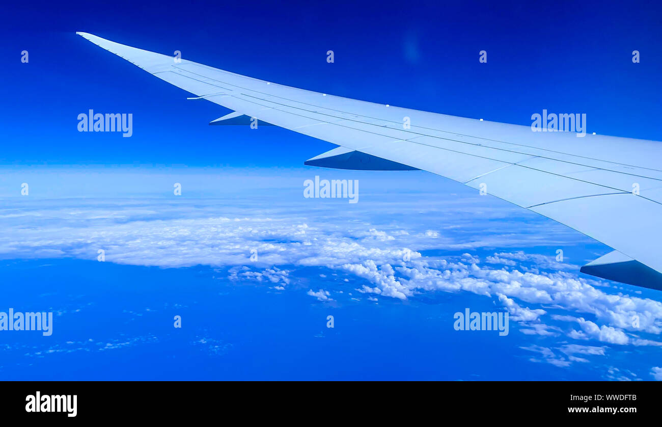 Airplane wing in flight over Calgary, Alberta, Canada Stock Photo - Alamy