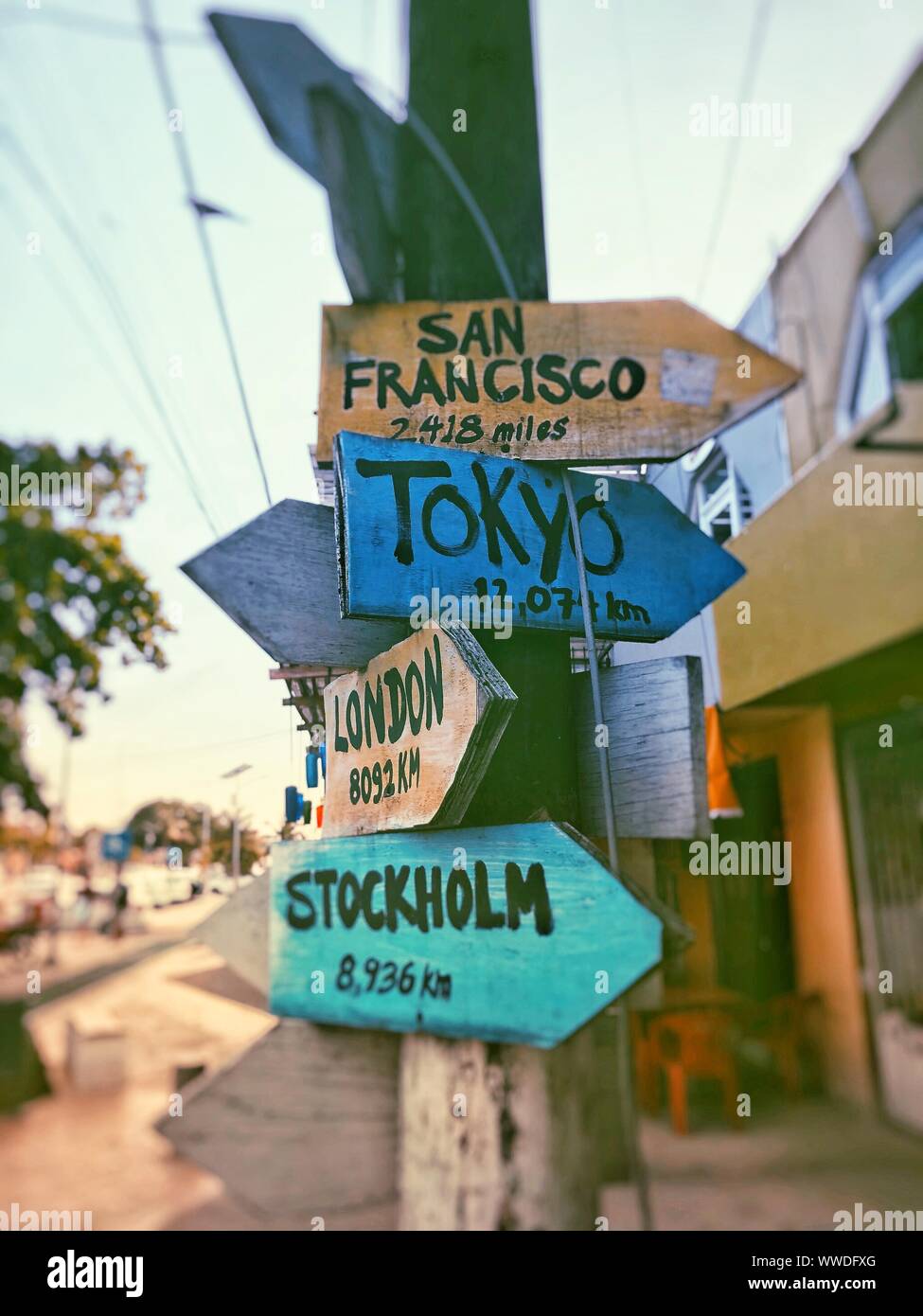 Multiple destination and distance signs from Tulum, Quintana Roo ...