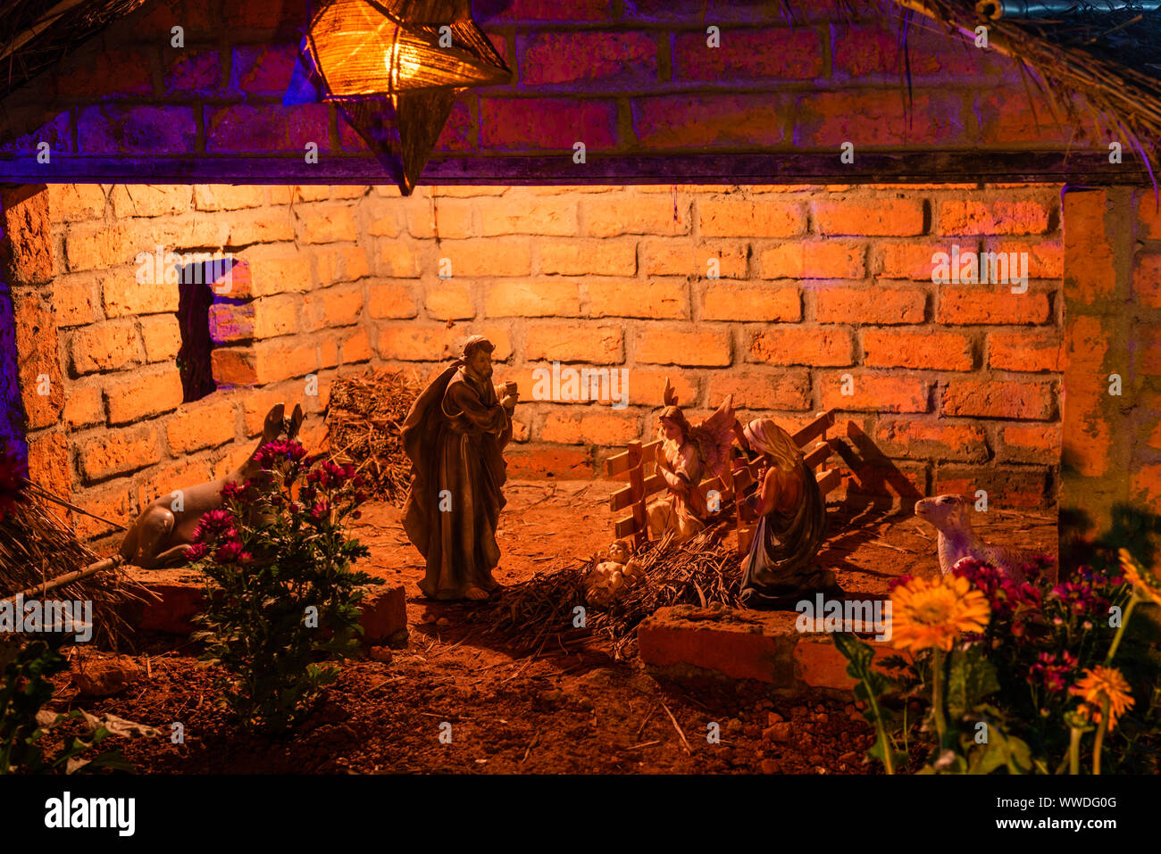 Rustic Christmas Cribs on display in Goa India Stock Photo - Alamy