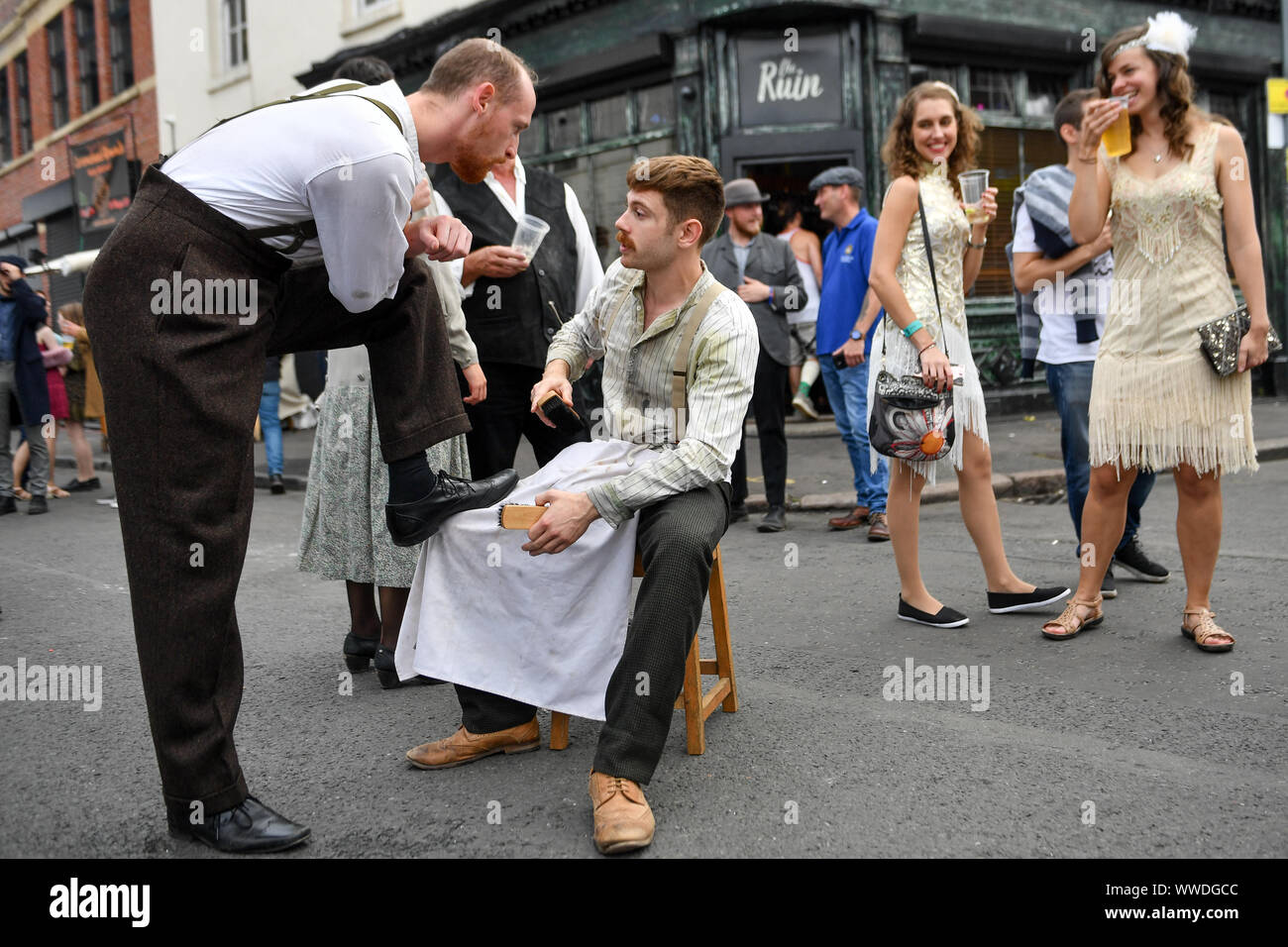 Actors recreate scenes on the streets of Digbeth during the Peaky ...