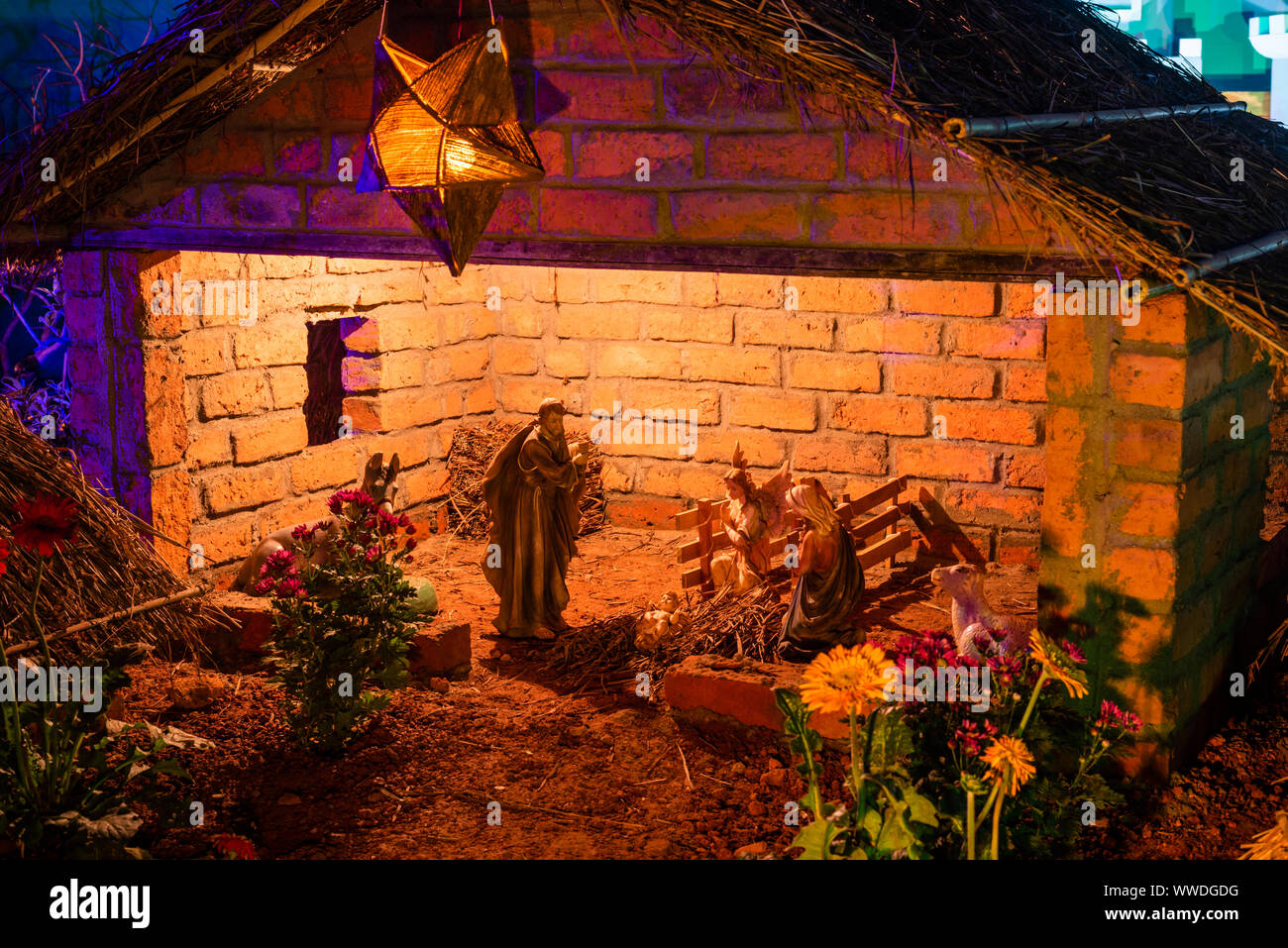 Rustic Christmas Cribs on display in Goa India Stock Photo - Alamy