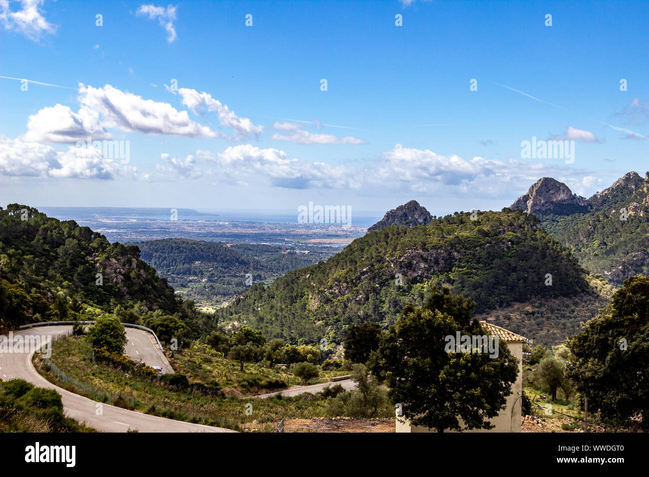 Scenic view at landscape from Coll de Soller, Mallorca Stock Photo - Alamy
