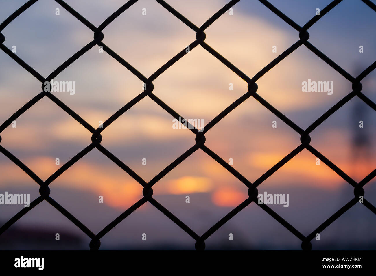 Metal cage square channel on beautiful sunset nature background Stock ...