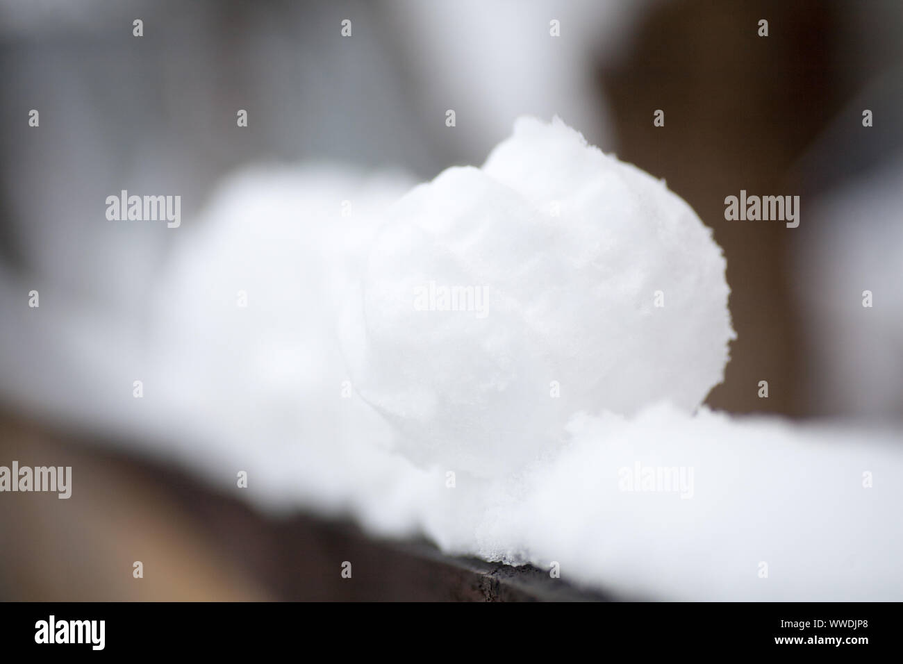 real snowballs with their hands clasped from the fresh snow in winter ...