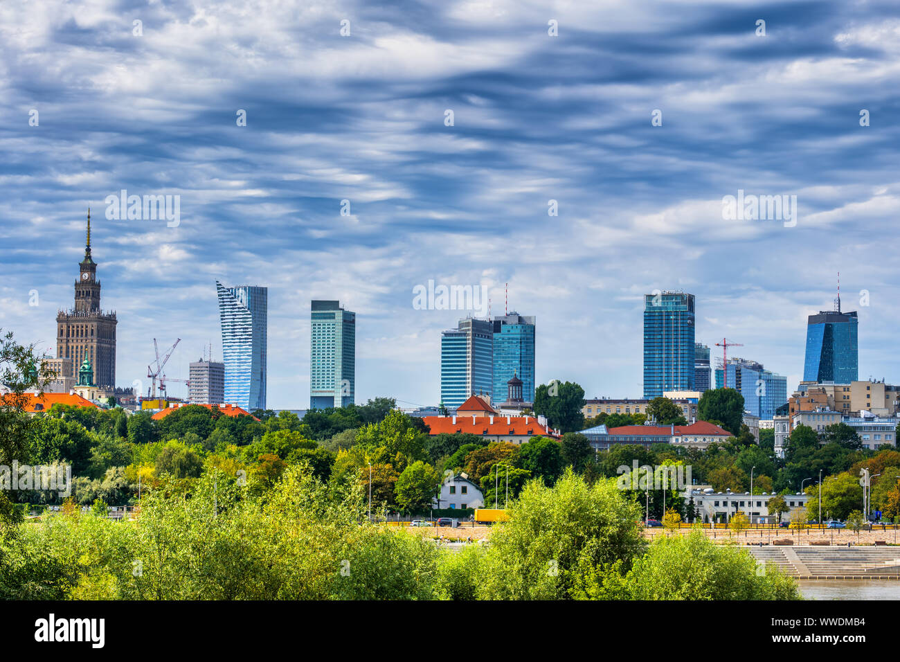 Warsaw skyline, the capital city of Poland, cityscape with downtown ...