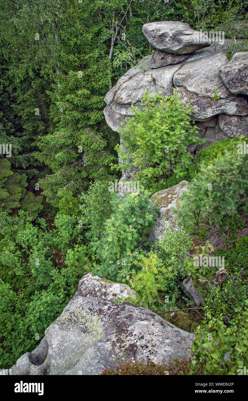 granite rock tower in the forest Stock Photo - Alamy