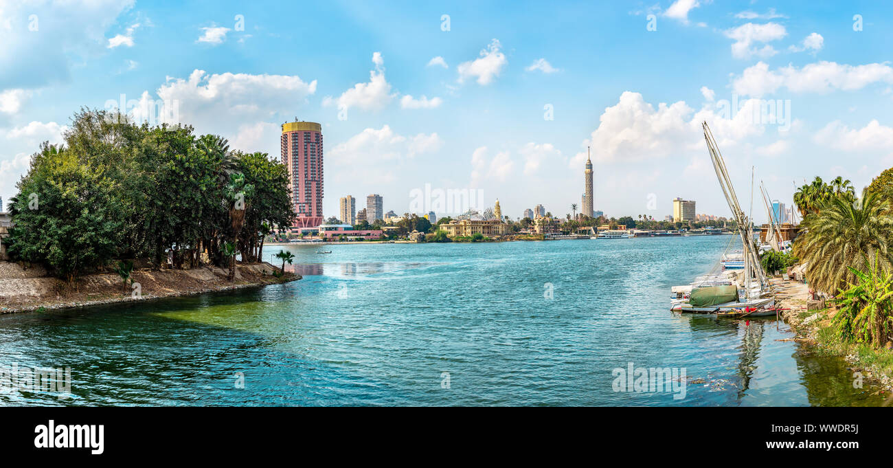 Panoramic view of Cairo cityscape on river Nile, Egypt Stock Photo - Alamy