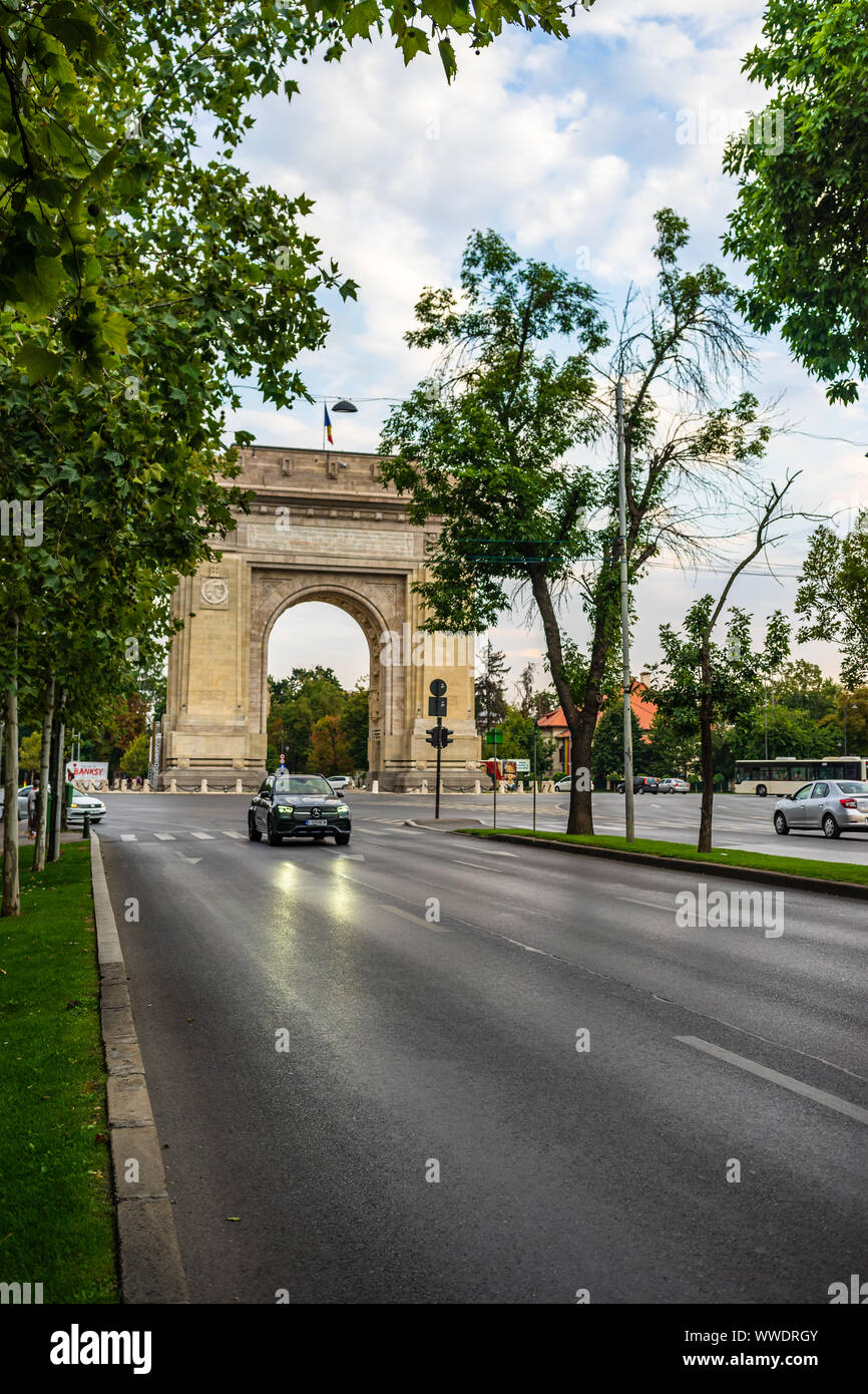 Arch of triumph (Arcul de Triumf) in Bucharest, Romania, 2019 Stock ...