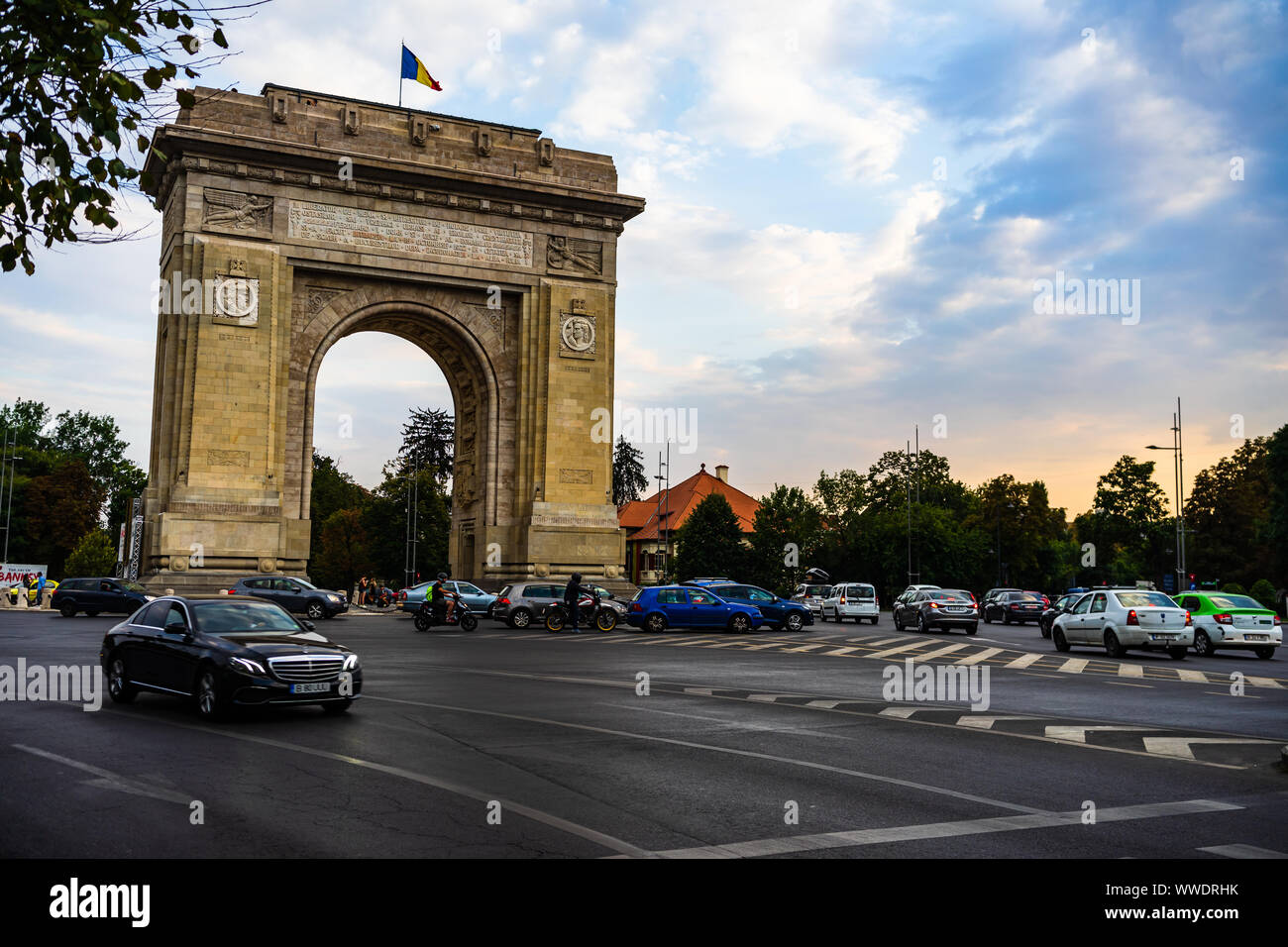 Arch of triumph (Arcul de Triumf) in Bucharest, Romania, 2019 Stock ...