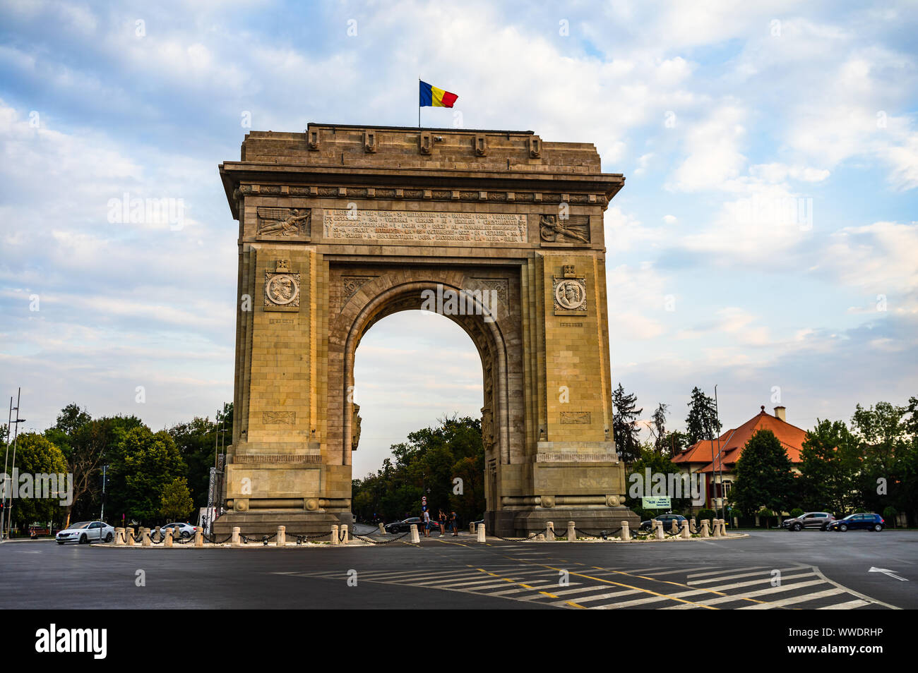 Arch of triumph (Arcul de Triumf) in Bucharest, Romania, 2019 Stock ...