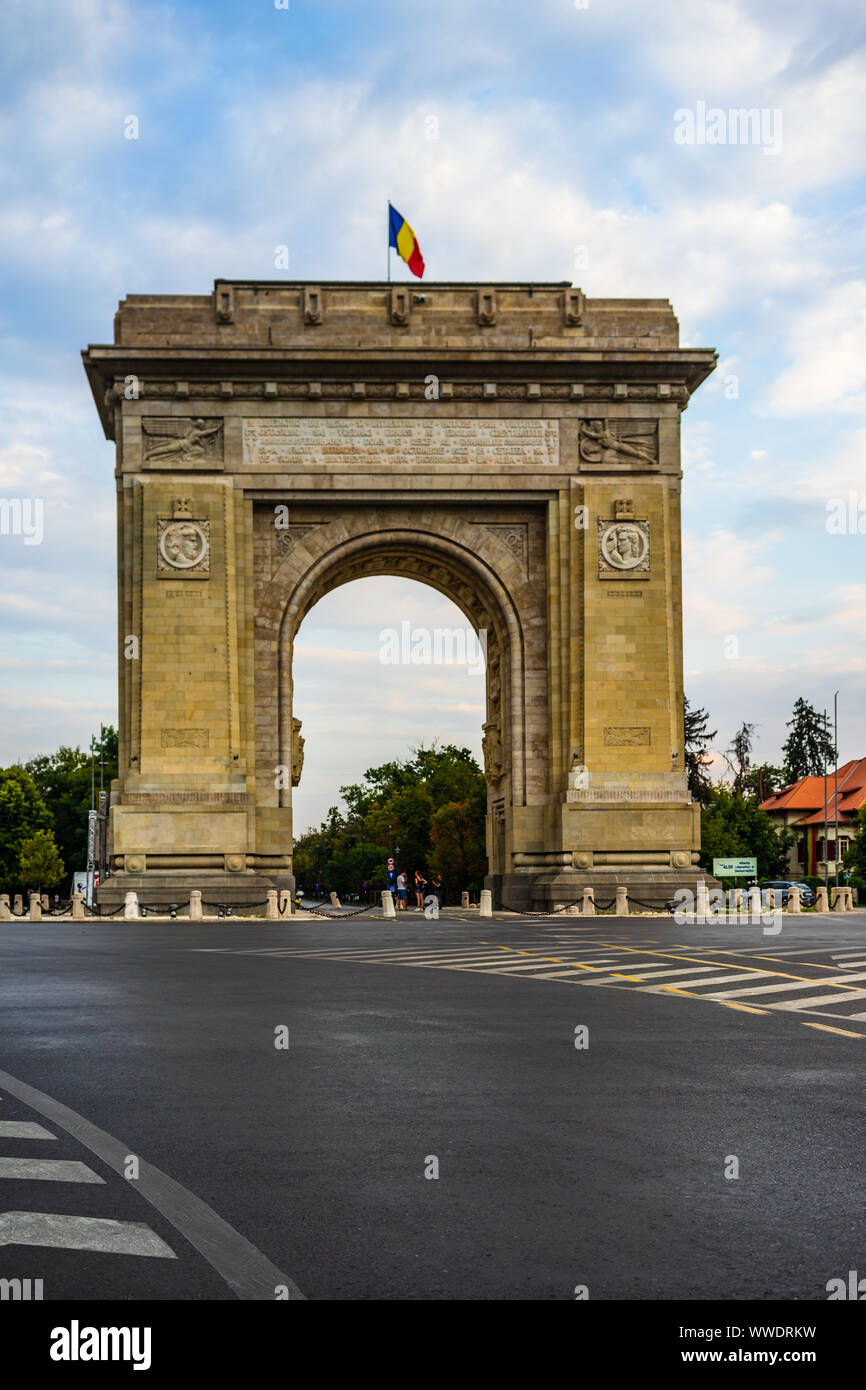Arch of triumph (Arcul de Triumf) in Bucharest, Romania, 2019 Stock ...