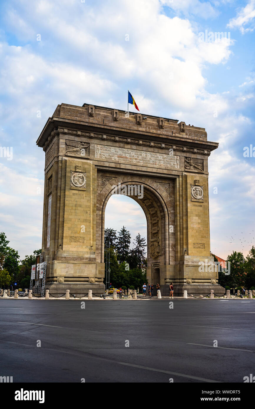 Arch of triumph (Arcul de Triumf) in Bucharest, Romania, 2019 Stock ...