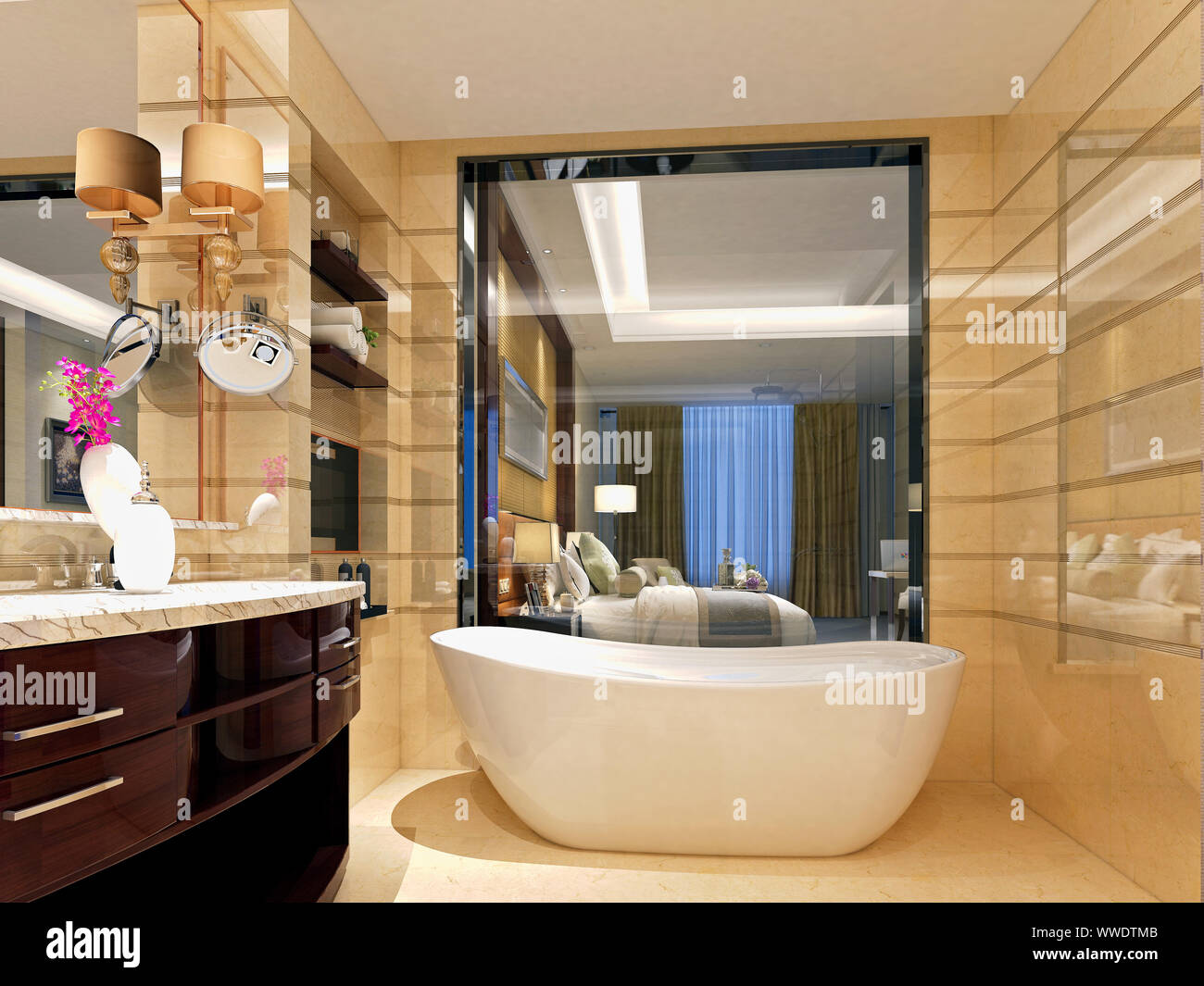 3d render of luxury hotel room Stock Photo - Alamy