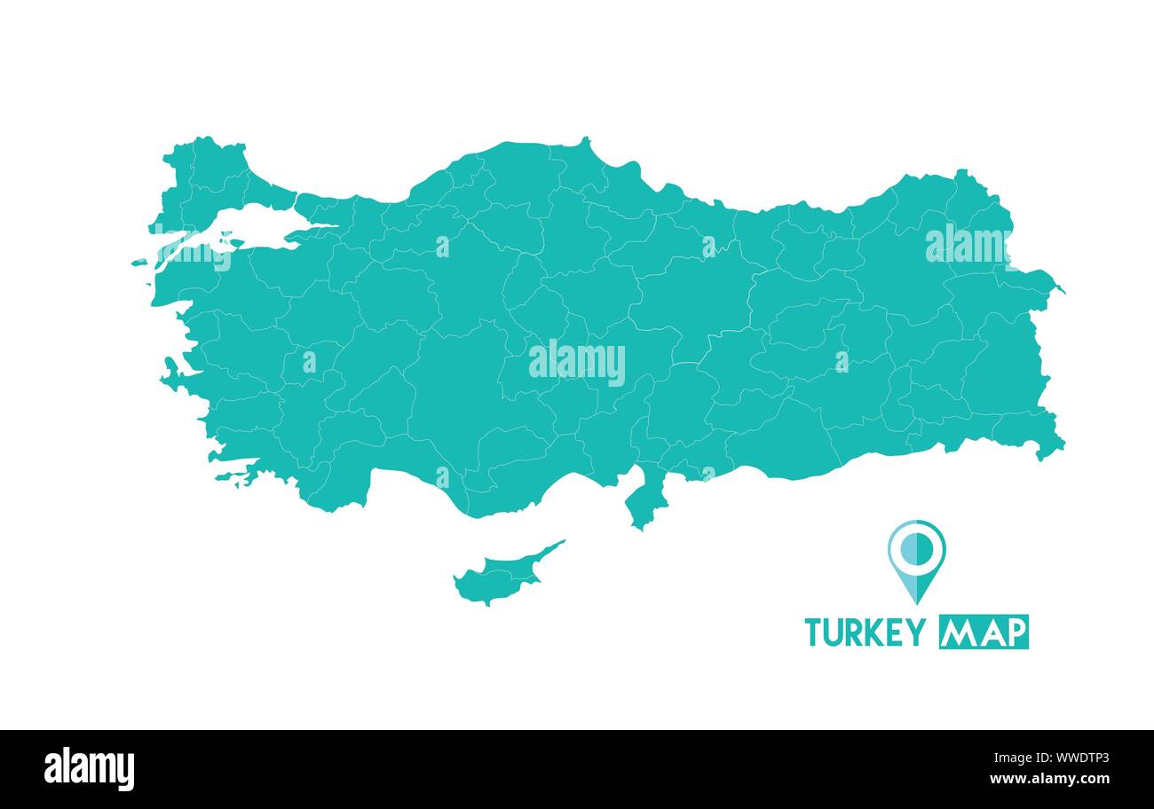 Turkey Vector Map of regional vector White Color Study Stock Vector ...