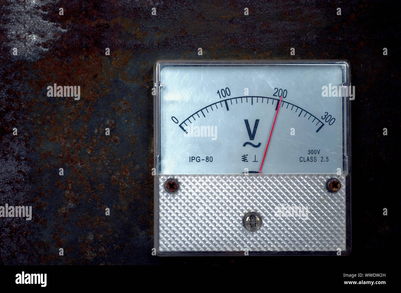 Vintage old analog volt meter scale of measurement device Stock Photo ...