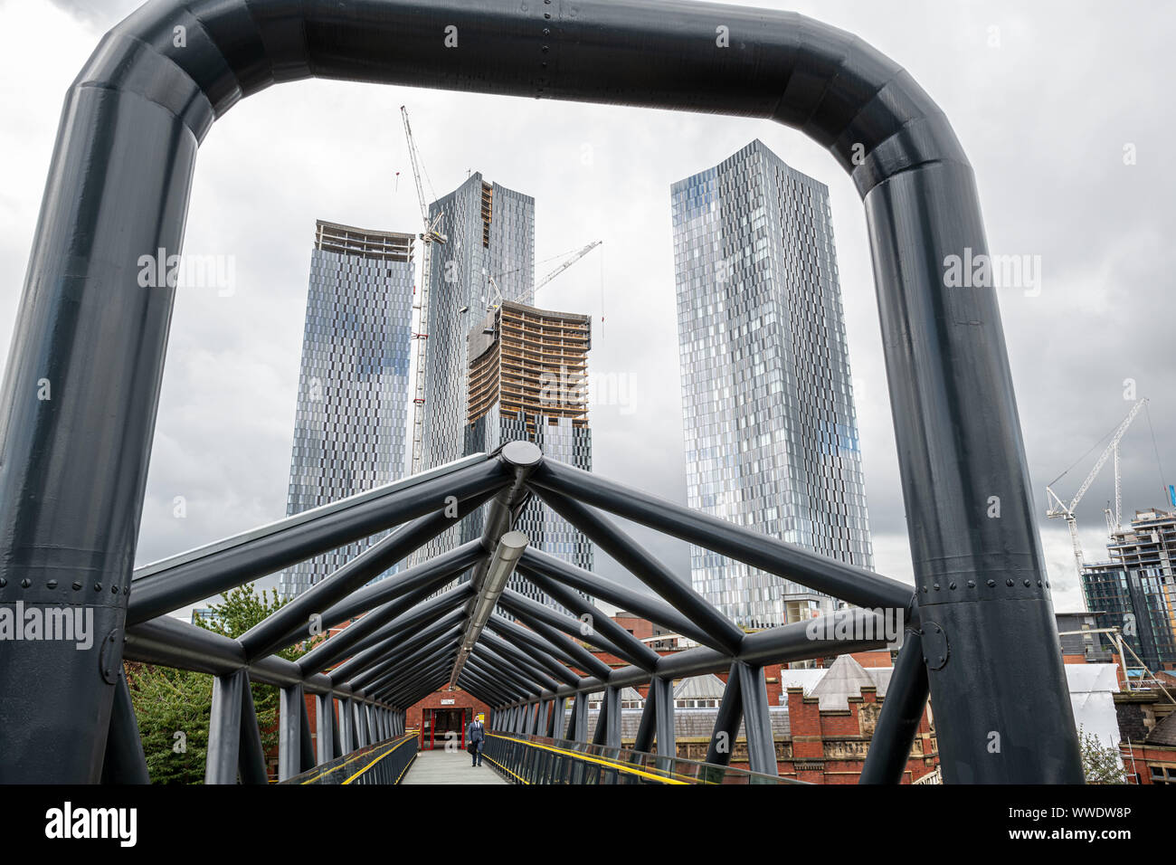 Deansgate Square development from Deansgate in Manchester Stock Photo ...