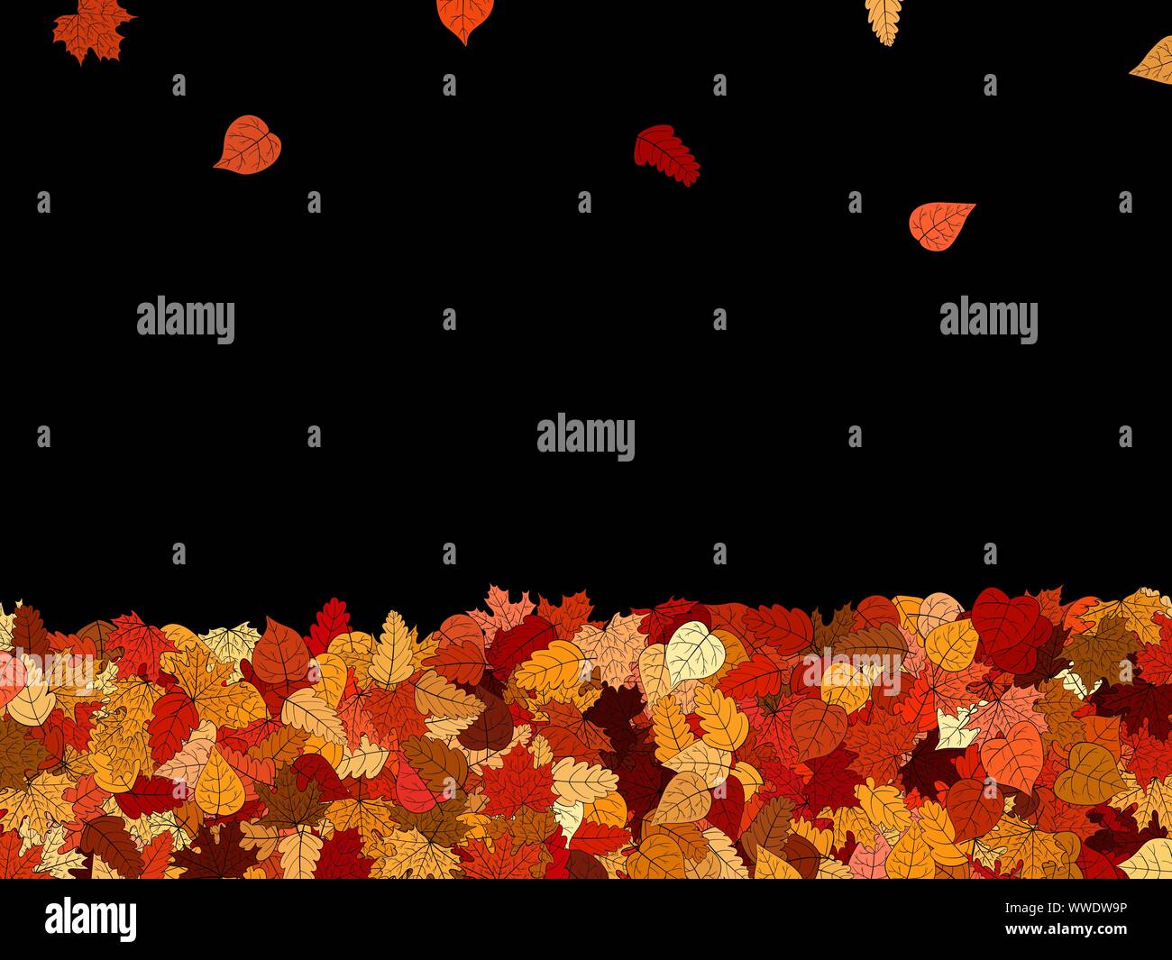 wide vector autumn background - falling leaves in night Stock Vector ...