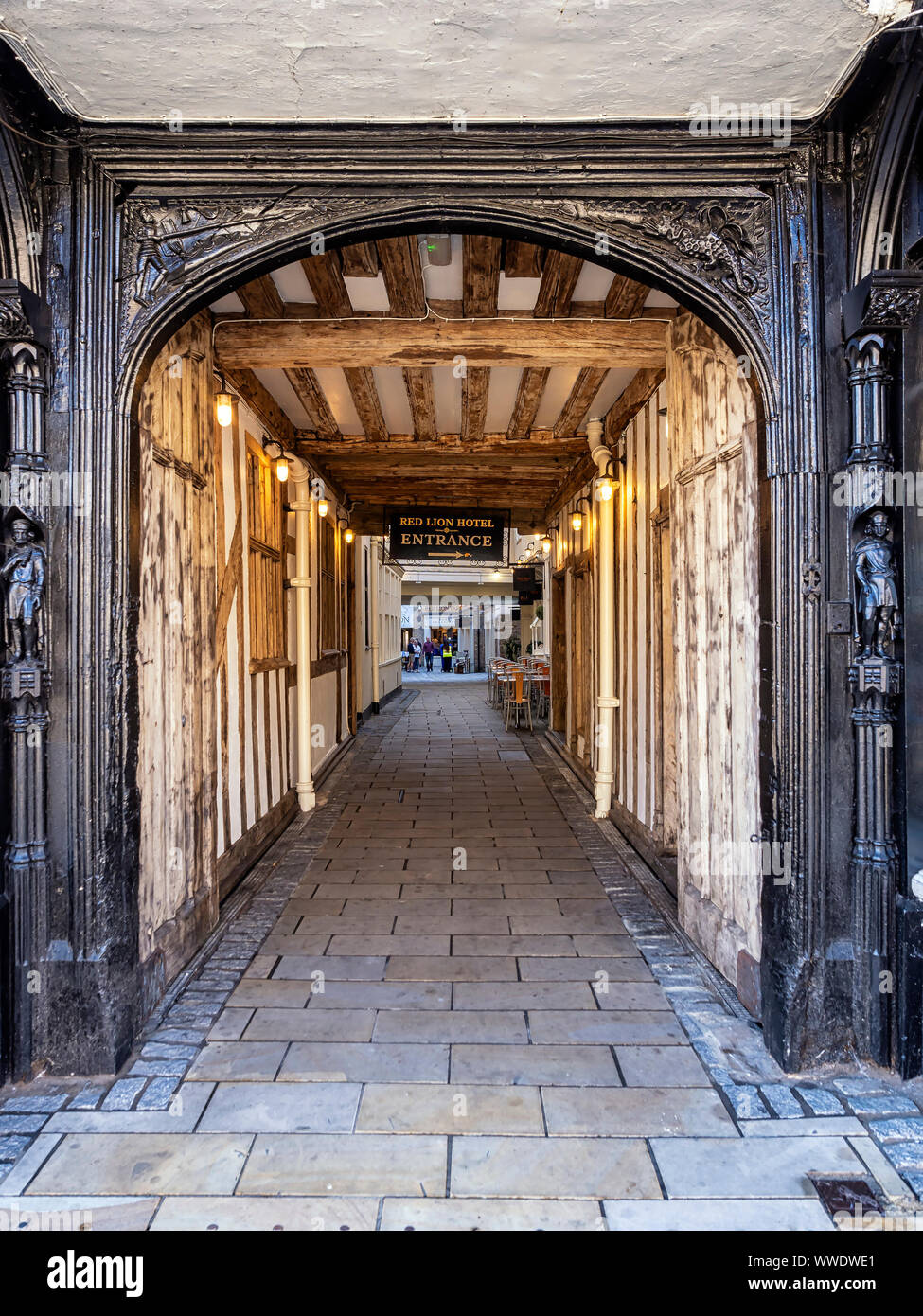 COLCHESTER, ESSEX - AUGUST 11, 2018: Entrance to courtyard of the Red ...