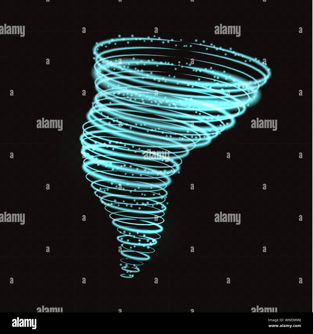 Light hurricane effect. Vector glowing tornado, swirling storm cone of ...