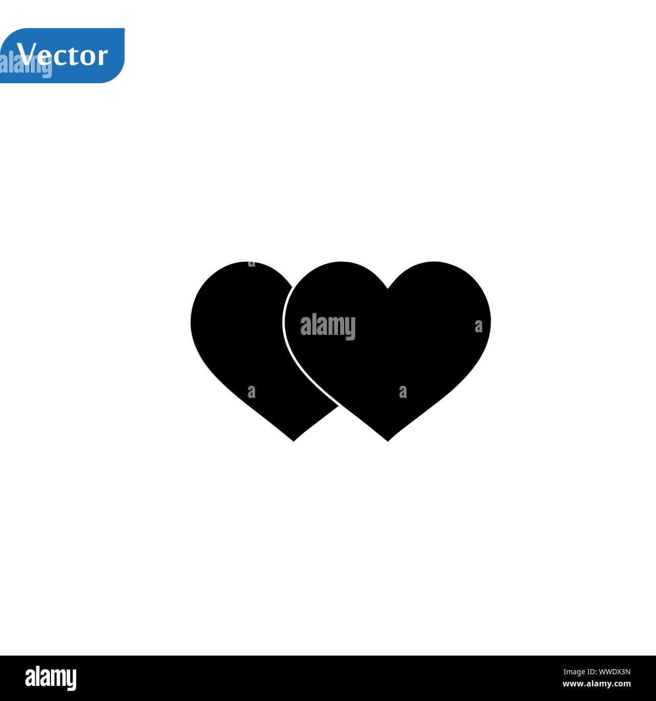 two black Heart icon isolated sign symbol and flat style for app, web ...