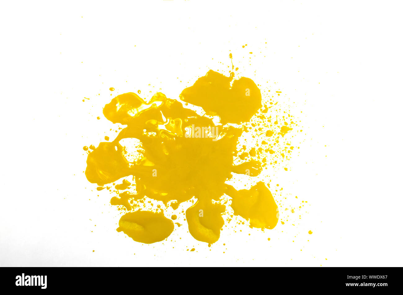 Abstract background Yellow Acrylic Paint. on white Background Stock ...