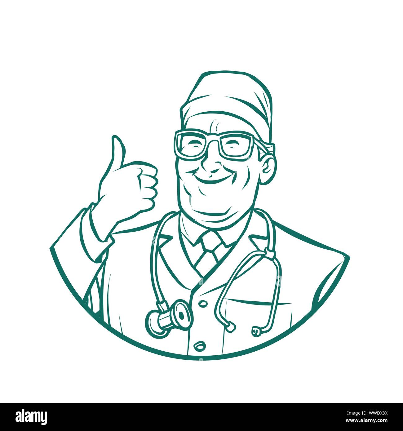 leinart graphics doctor therapist, thumb up gesture. Comic cartoon pop ...